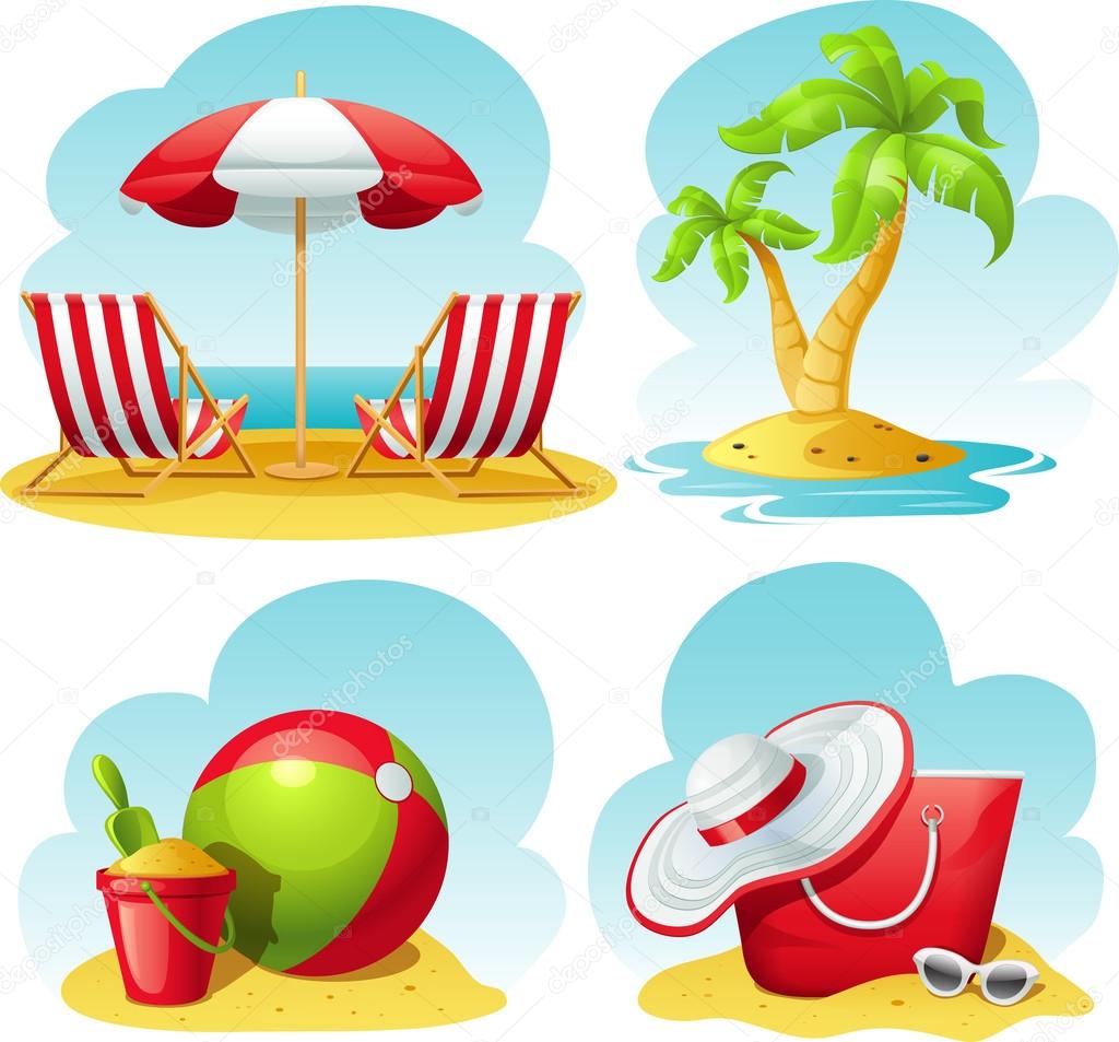 Beach icon set — Stock Vector © colorlife #35414609
