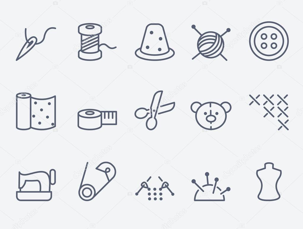 Sewing And Needlework Icons — Stock Vector © Colorlife 35415205