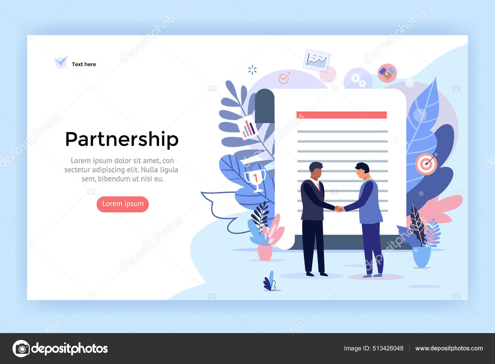 Partnership Agreement Signing Concept Illustration Two Business Man ...