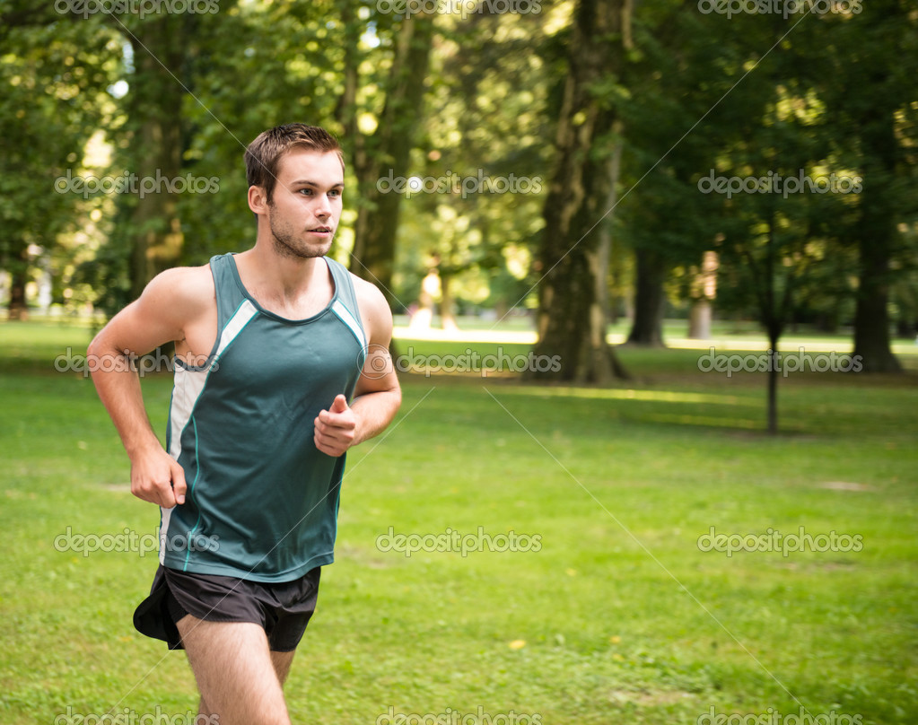 Jogging - man running in nature Stock Photo by ©martinan 30942709