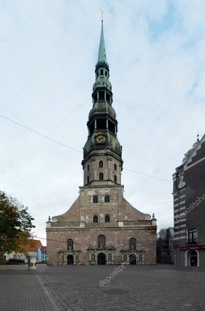 Saint peter church at Riga old city — Stock Photo © Bokstaz #19237279