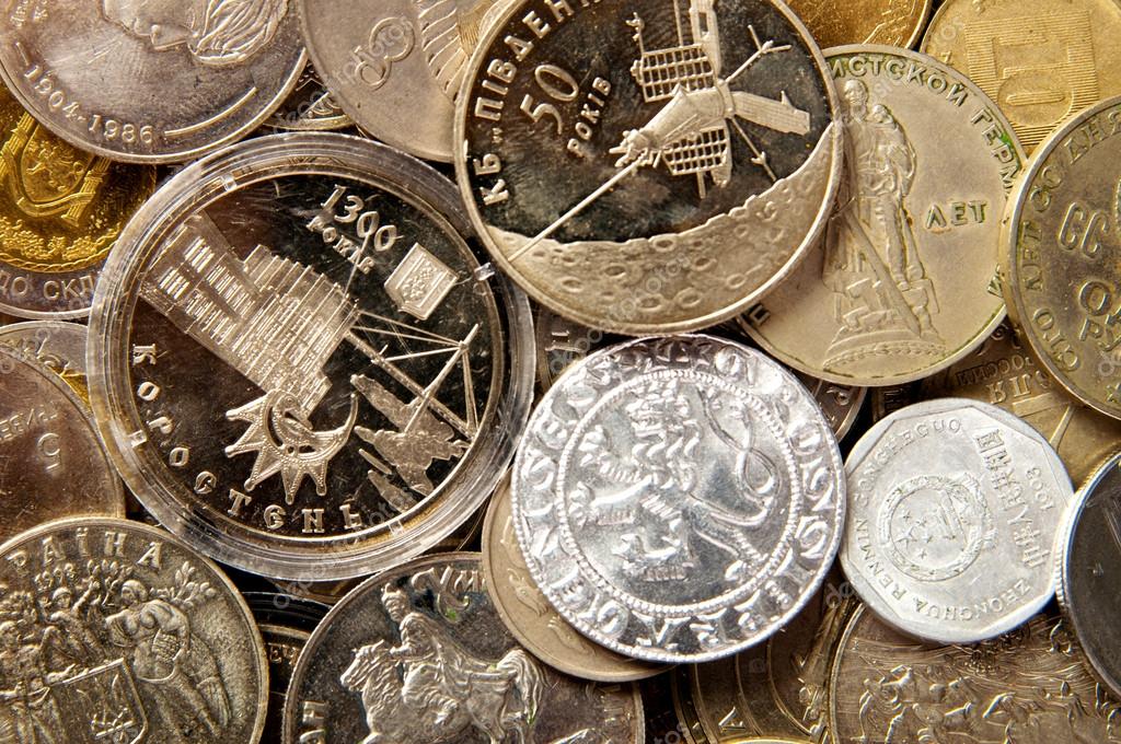 Coins of different countries.Coin collection Stock Photo by ...