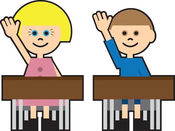 Kids Cartoon Raising Hands — Stock Vector © milo827 #15558589