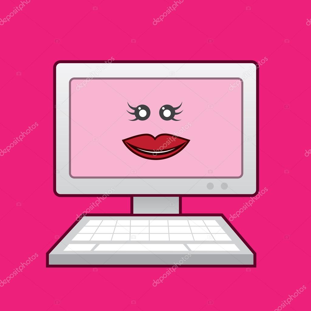 Computer Woman Face Stock Vector Image by ©milo827 #49653931