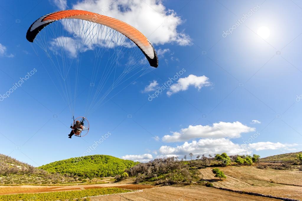 Paraglider on a beautiful landscape — Stock Photo © smoxx #40556135