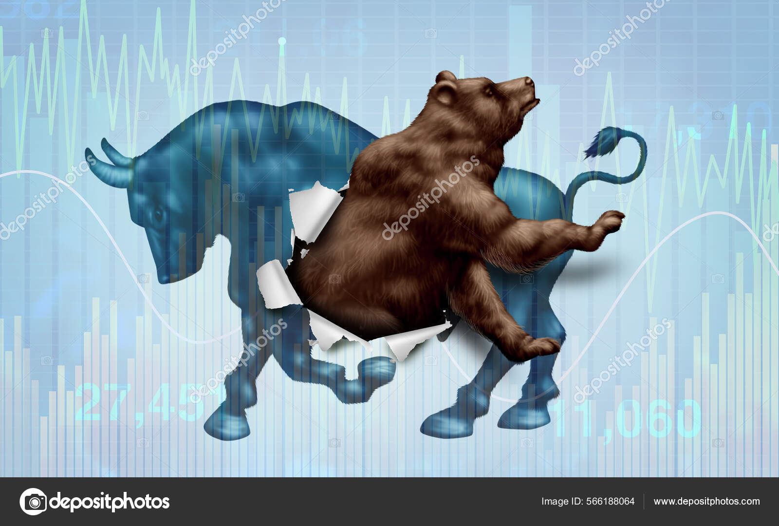 Emerging Bear Market Correction Concept Bull Bearish Stock Market ... Emerging Bear Market Correction Concept Bull Bearish Stock Market ...