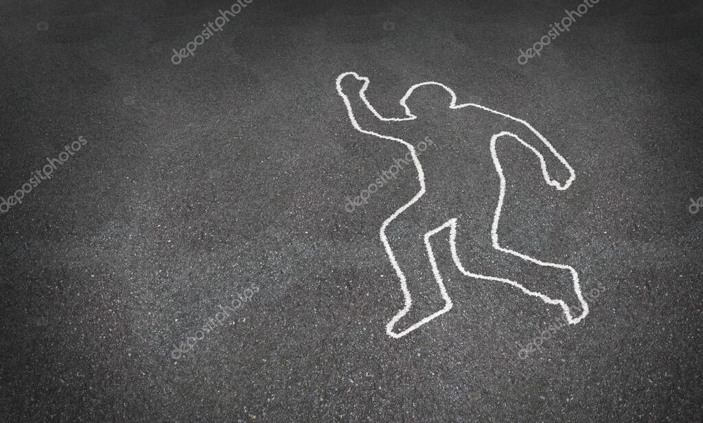 Dead Body Outline Crime Scene Concept Murder Mystery Symbol Work — Foto ...