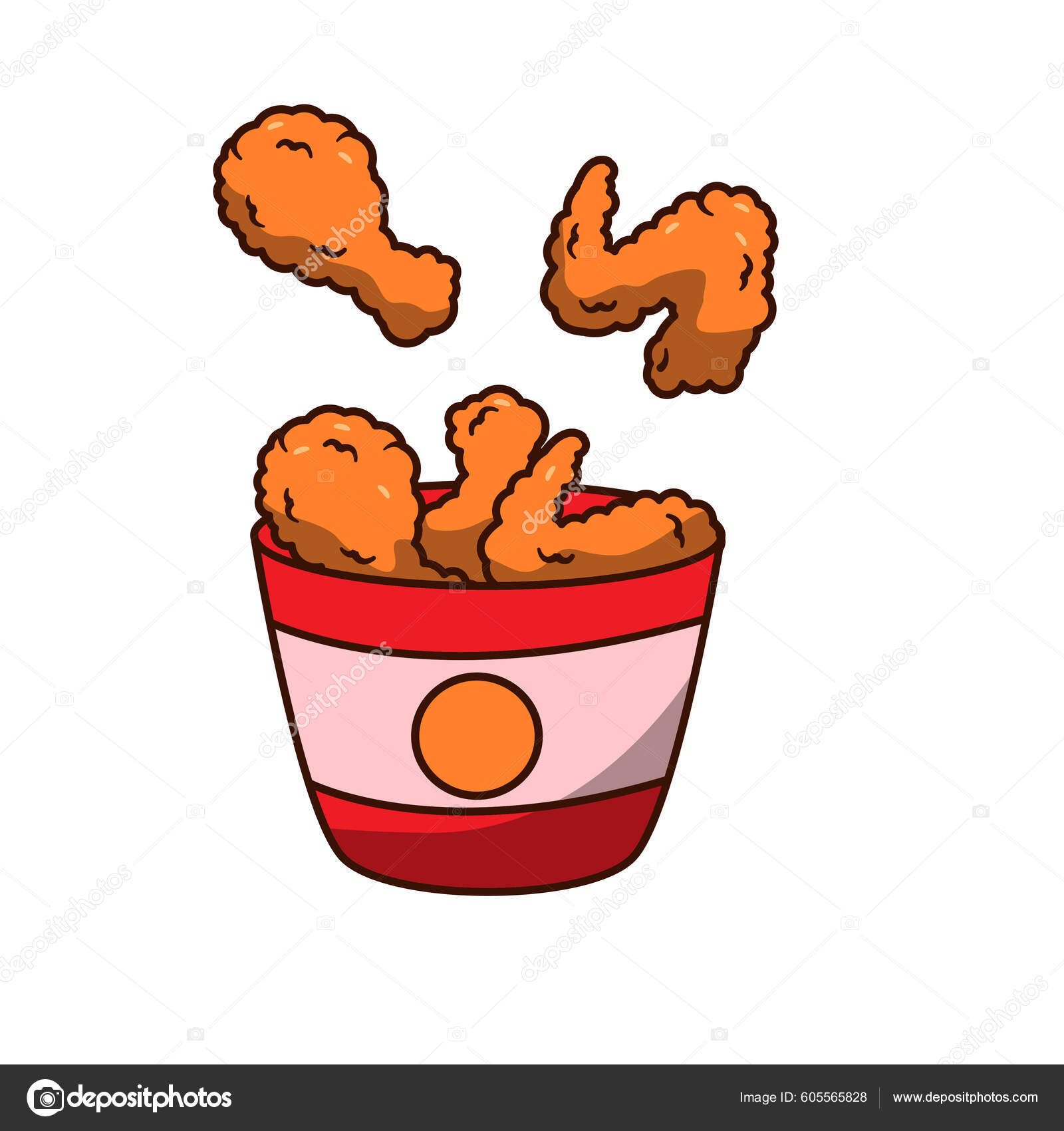 Fried Chicken Bucket Vector Illustration Vector de stock #605565828 de ...