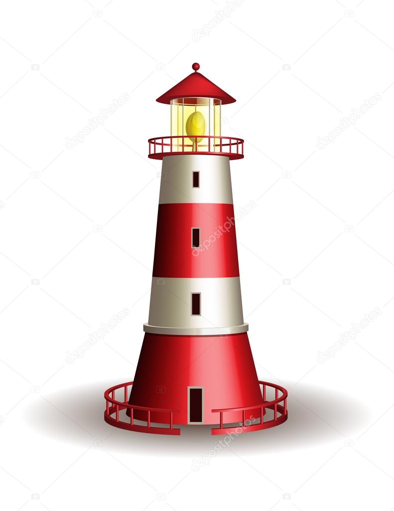 Red lighthouse isolated on white background. Stock Vector Image by ...