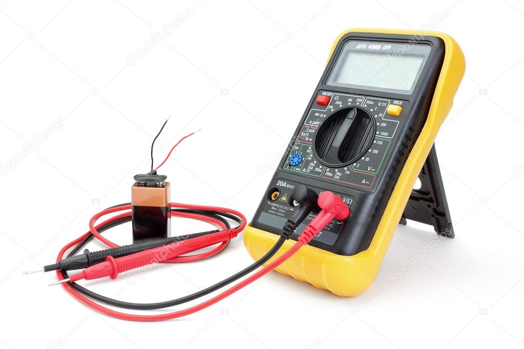 Electrical appliance ammeter - a multimeter to measure the batte Stock ...