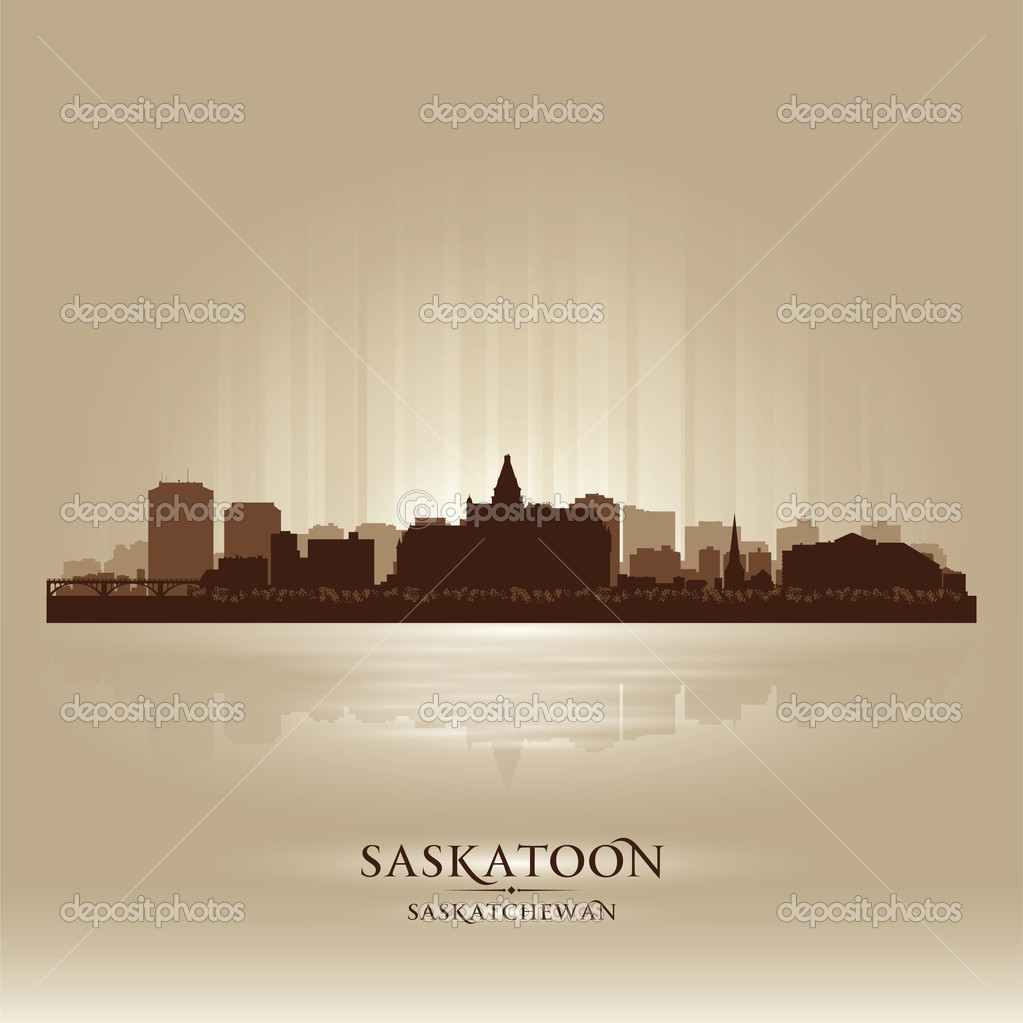Saskatoon Saskatchewan skyline city silhouette Stock Vector by ...