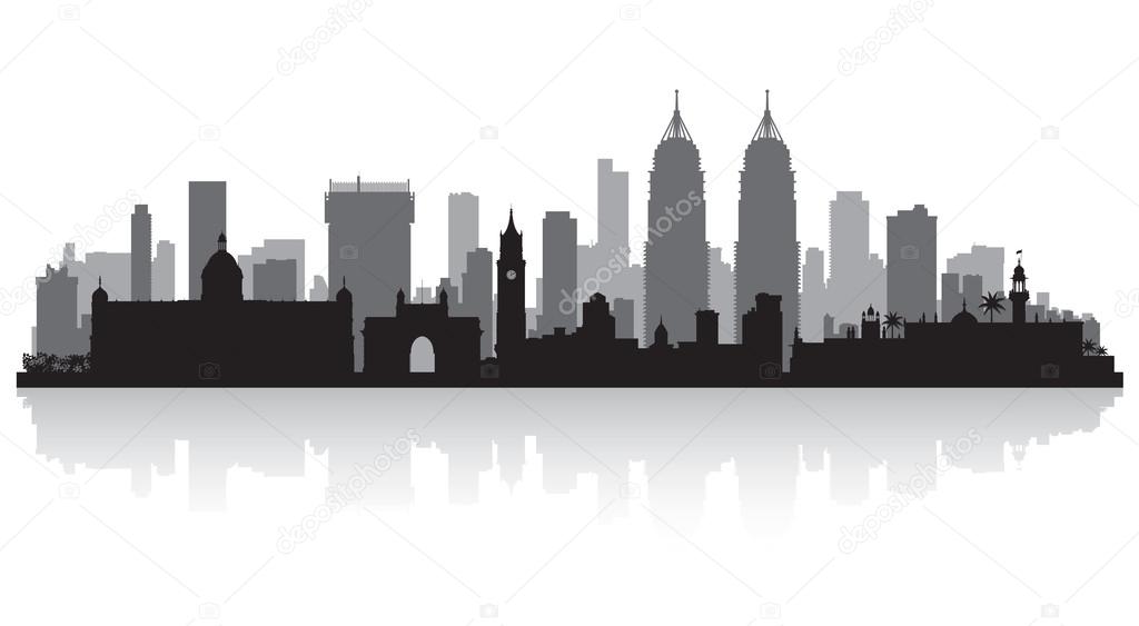 Mumbai India city skyline silhouette Stock Vector Image by ...