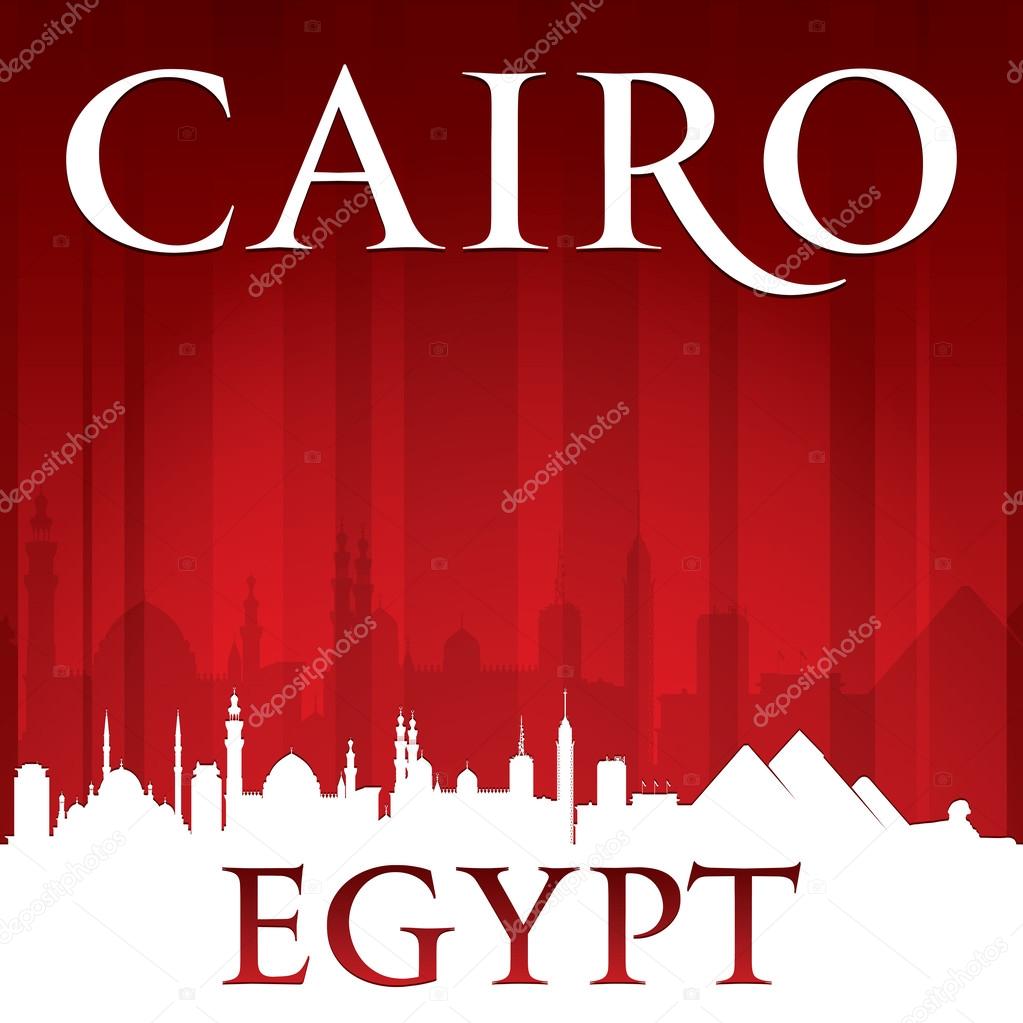 Cairo Egypt city skyline silhouette red background Stock Vector by ...