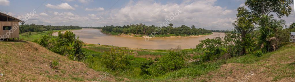 Javari River, the tributary of the Amazon River, Amazonia.Selva on the ...