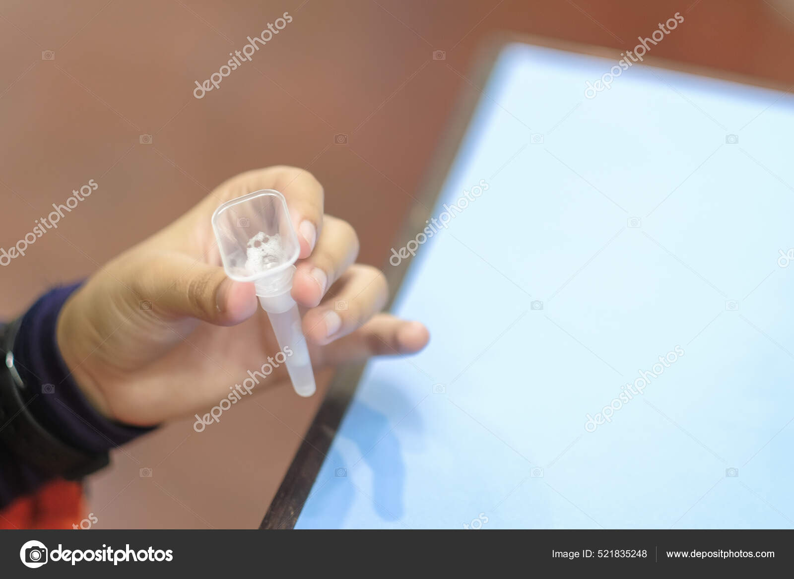 Lateral Flow Test Covid Rapid Home Use Test Kit Saliva Stock Photo by ...