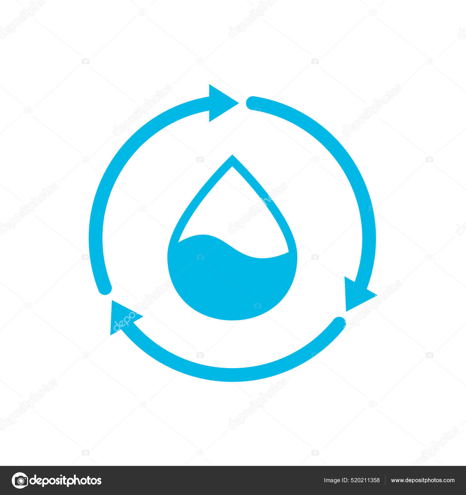 Recycle Water Icon Blue Water Drop Circle Arrows Sustainable Resources ...