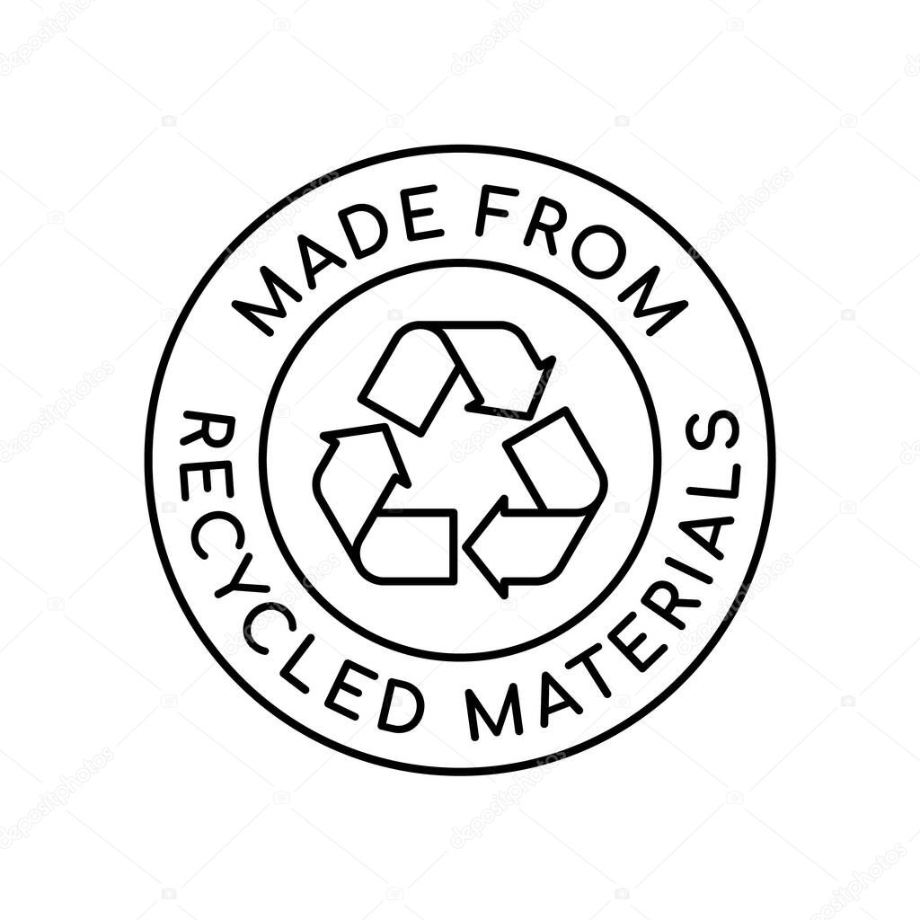 Hecho de logotipo de materiales reciclados. Reciclar signo en un ...