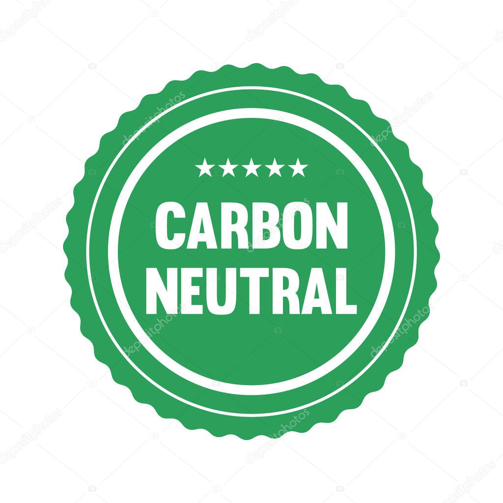 Sello o logotipo verde neutro en carbono. emblema redondo certificado ...