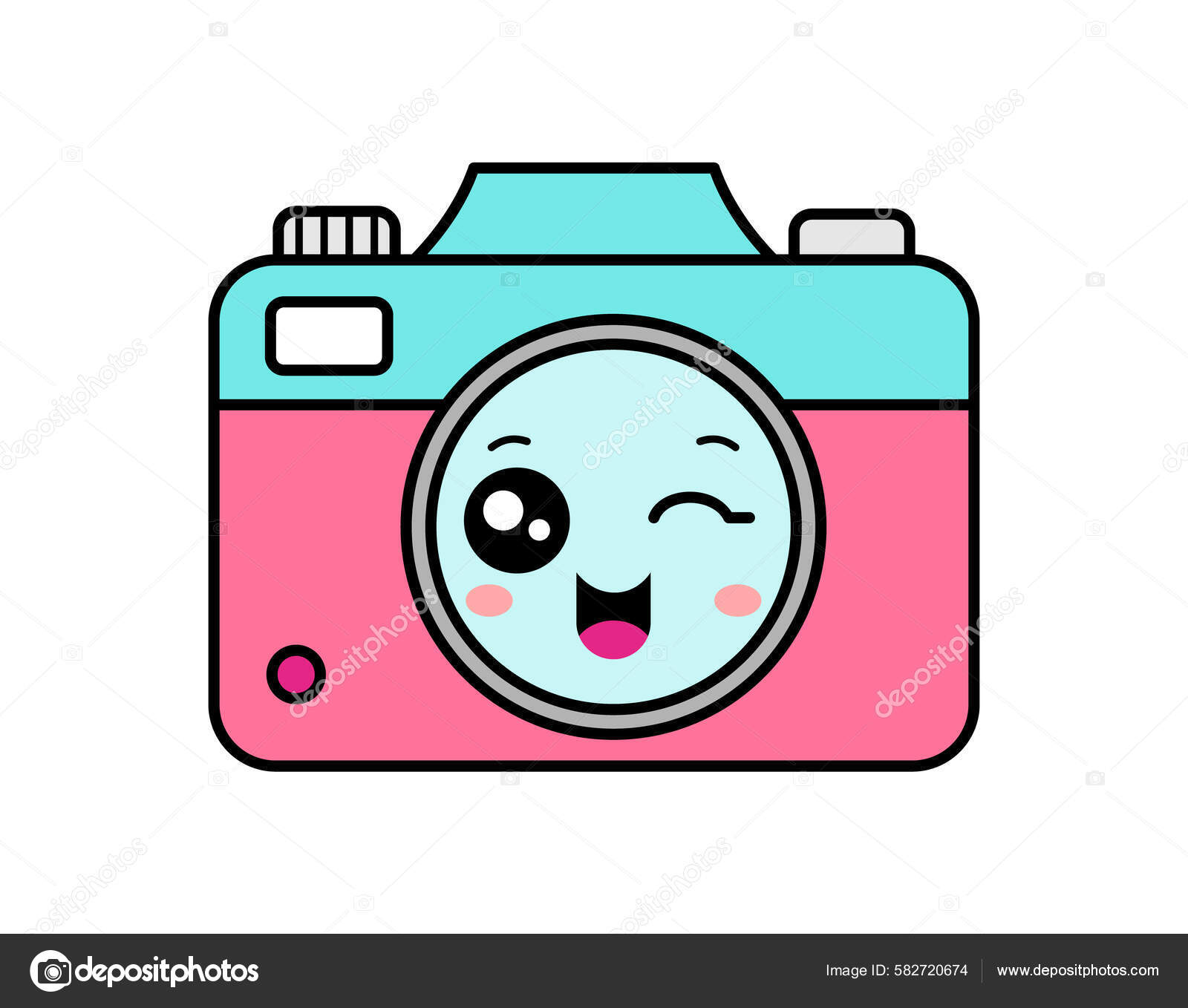Cute Kawaii Camera Smiling Winking Cartoon Character Photographic ...