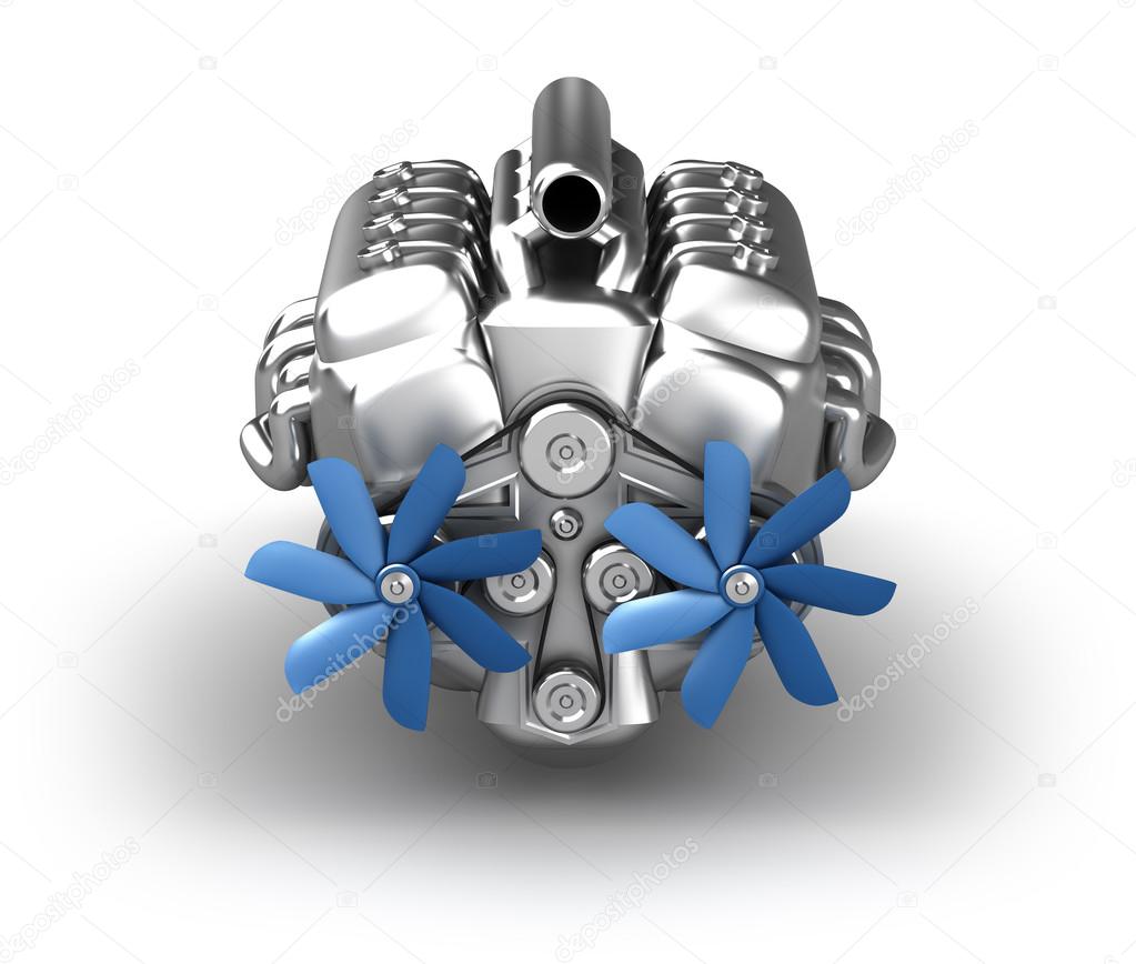 V8 engine over white. My own design. Front view — Stock Photo © Alexmit ...
