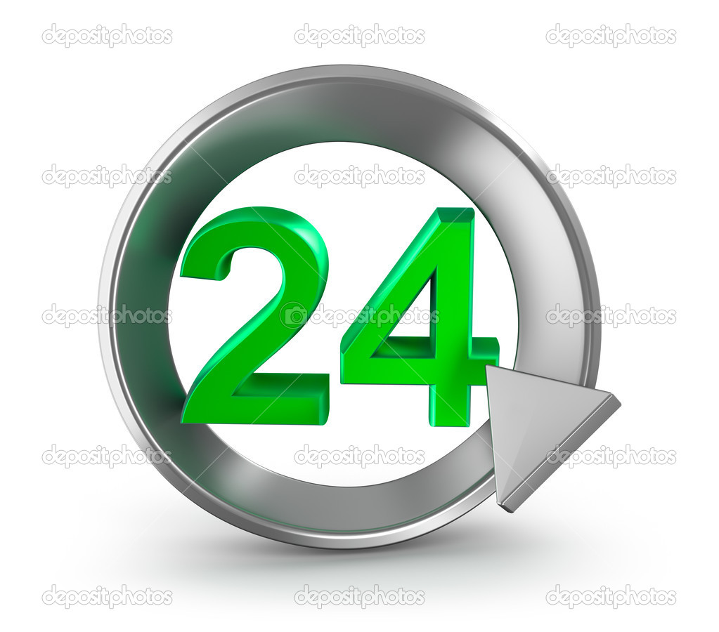 Open and working 24 hours. Isolated on white. — Stock Photo © Alexmit ...