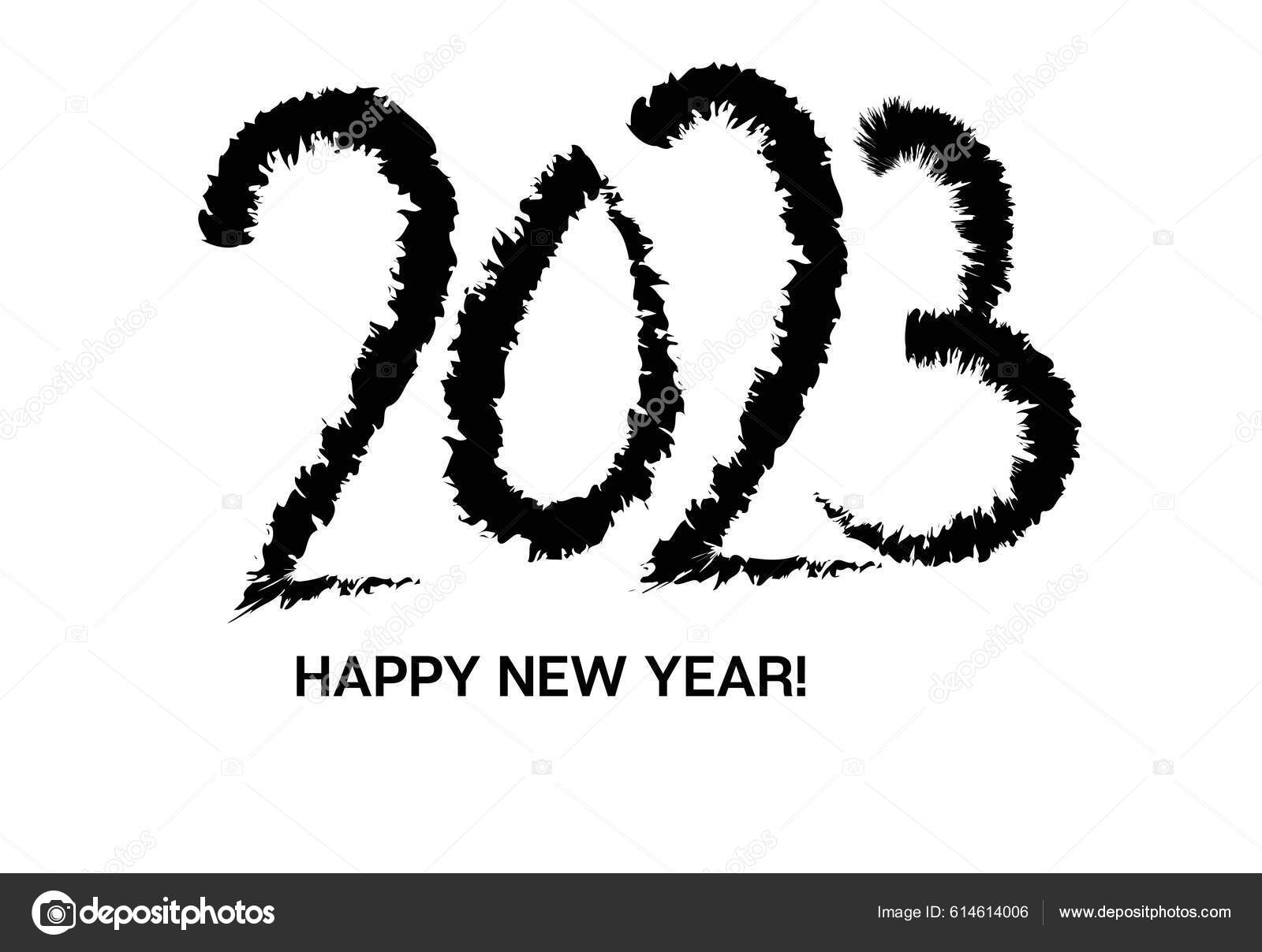 2023 Graphic Black White Paint Banner Winter Holiday Frame 2023 Stock ...