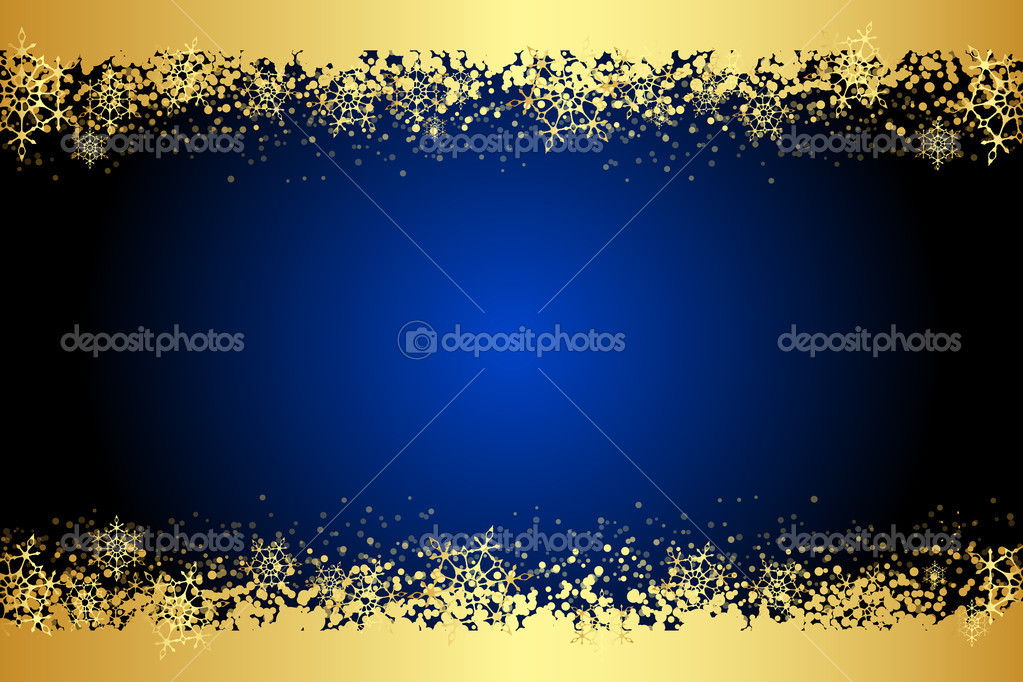 Vector blue frame with gold snowflakes Stock Vector Image by ©yuliaglam ...