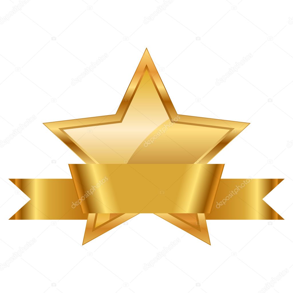 Gold star award with shiny ribbon Stock Vector by ©yuliaglam 25989525