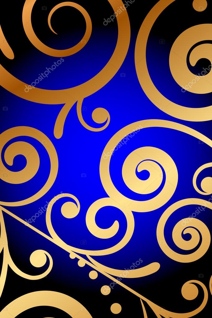 Vector fondo azul con adorno de oro Vector de stock por ©yuliaglam 35163453