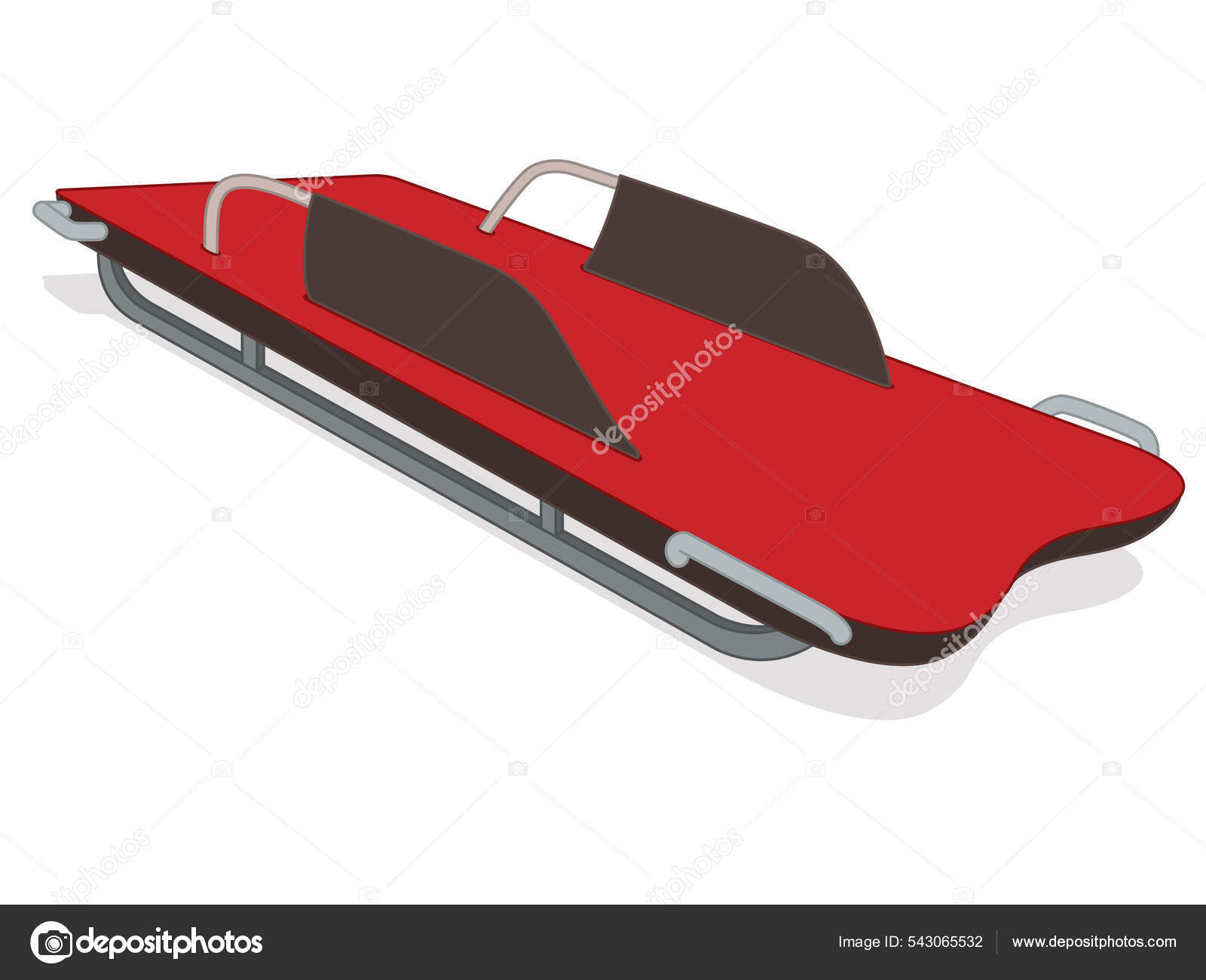 Skeleton Bobsled Sleigh Sport View Red Sled Isolated White Background ...
