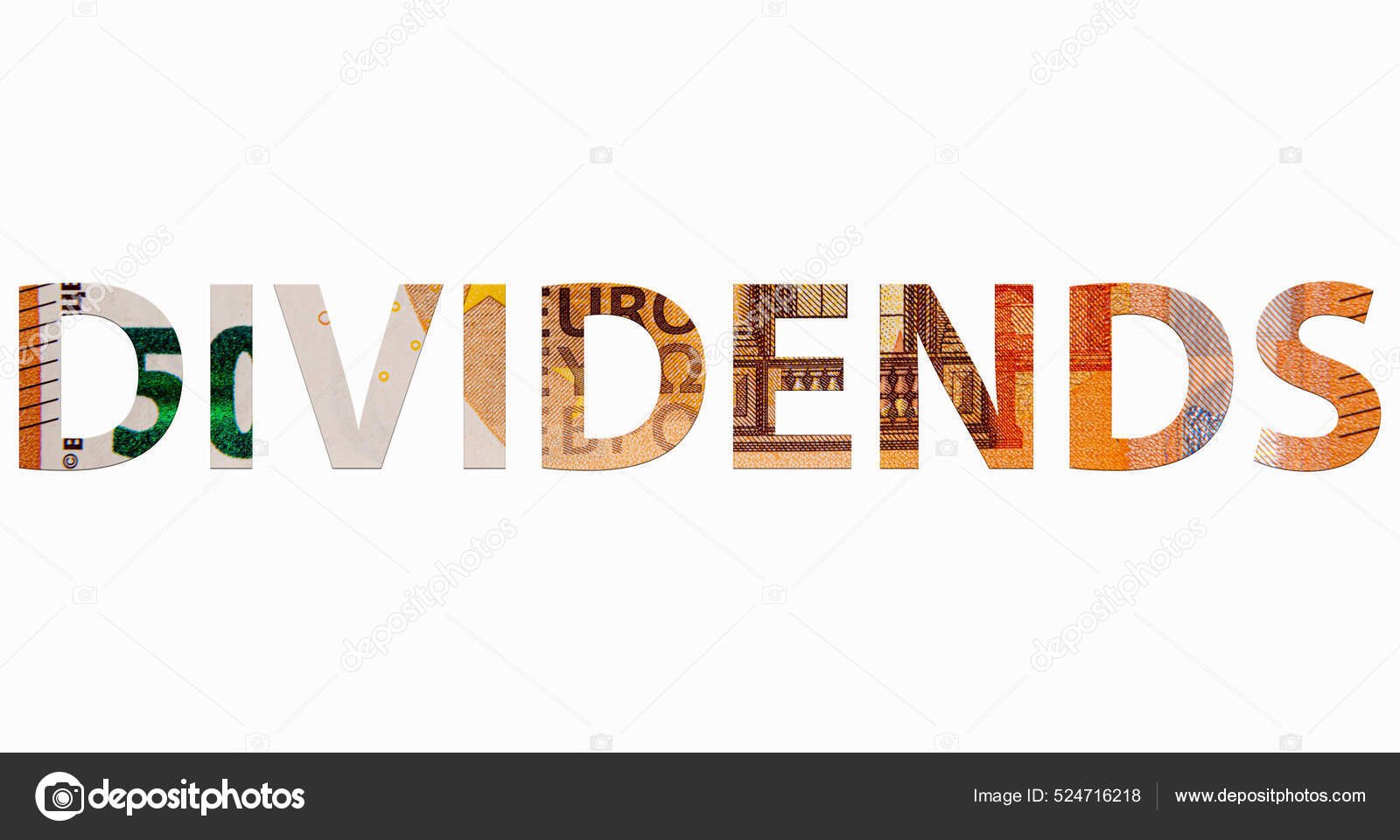 Word Dividends Euro Banknotes Isolated White Background Money Texture ...