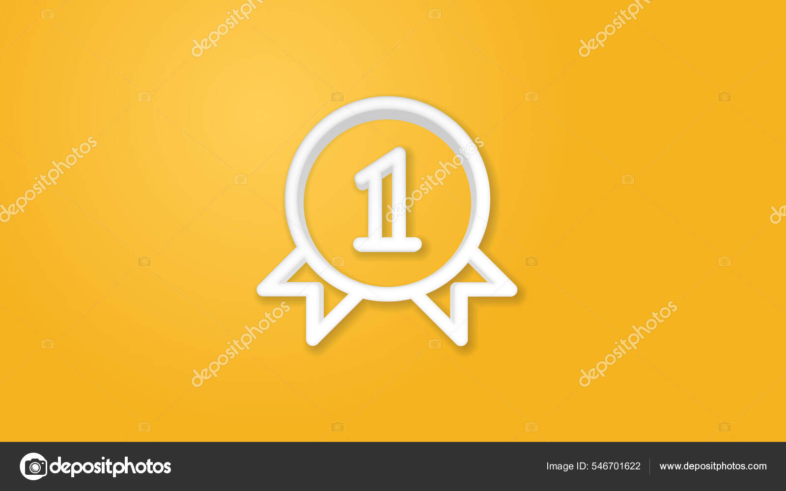 Medali emas, tempat pertama ikon realistis. Ilustrasi vektor garis 3d ...