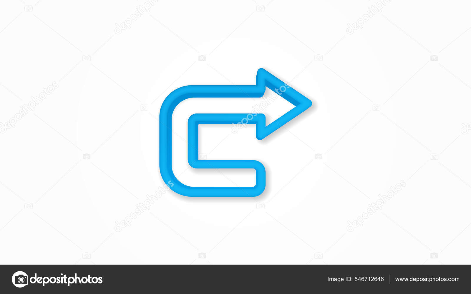 180 turn arrow realistic icon. 3d line vector illustration. Top view ...