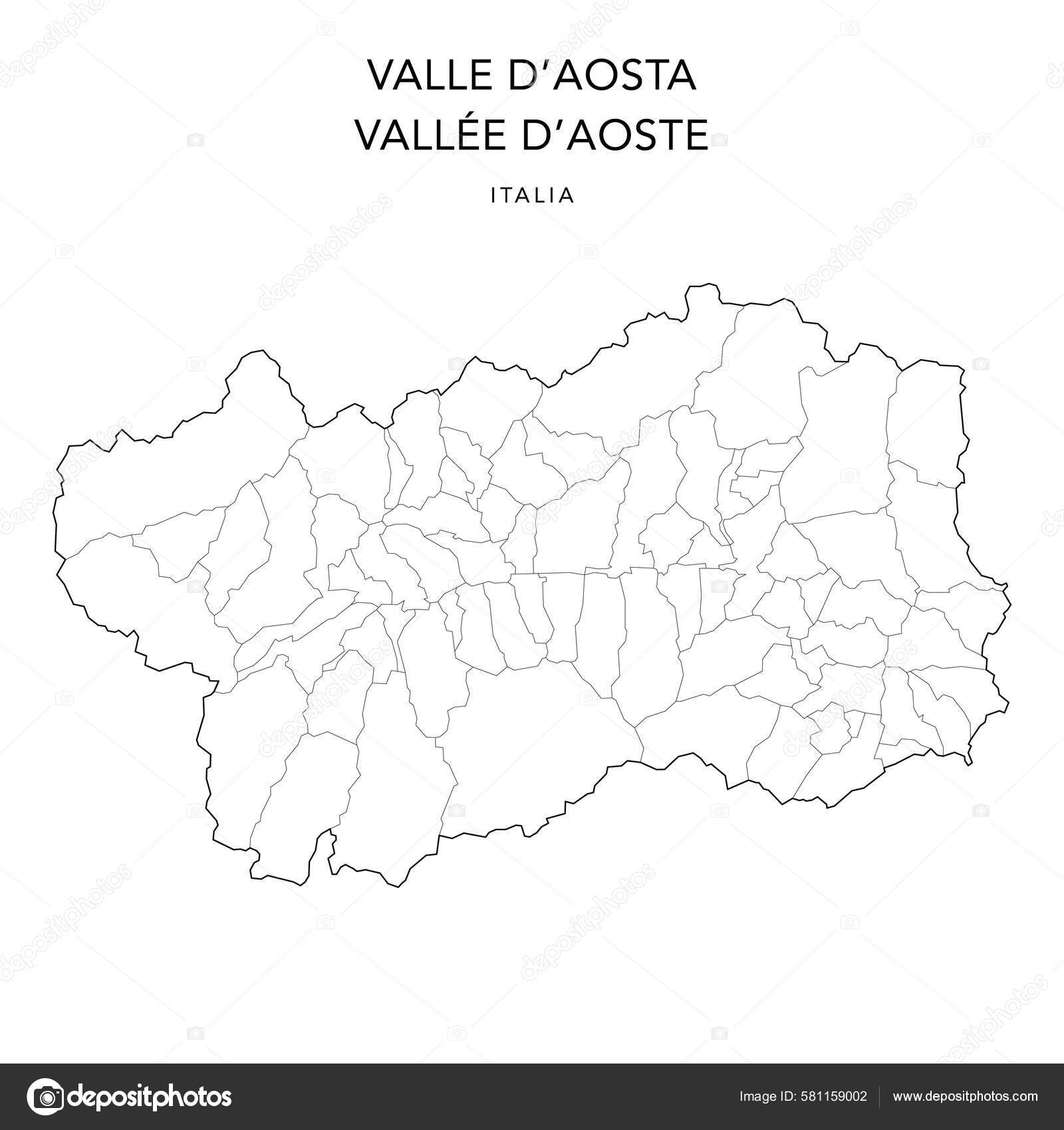 Vector Map Geopolitical Subdivisions Region Aosta Valley Valle Daosta ...