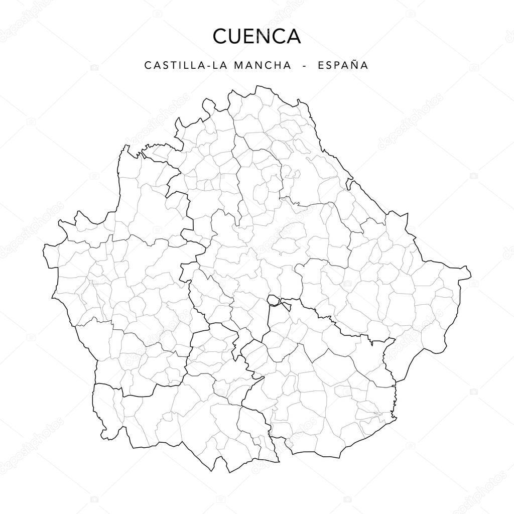Geopolitical Vector Map of the Province of Cuenca (Castilla-La Mancha) with Jurisdictions ...