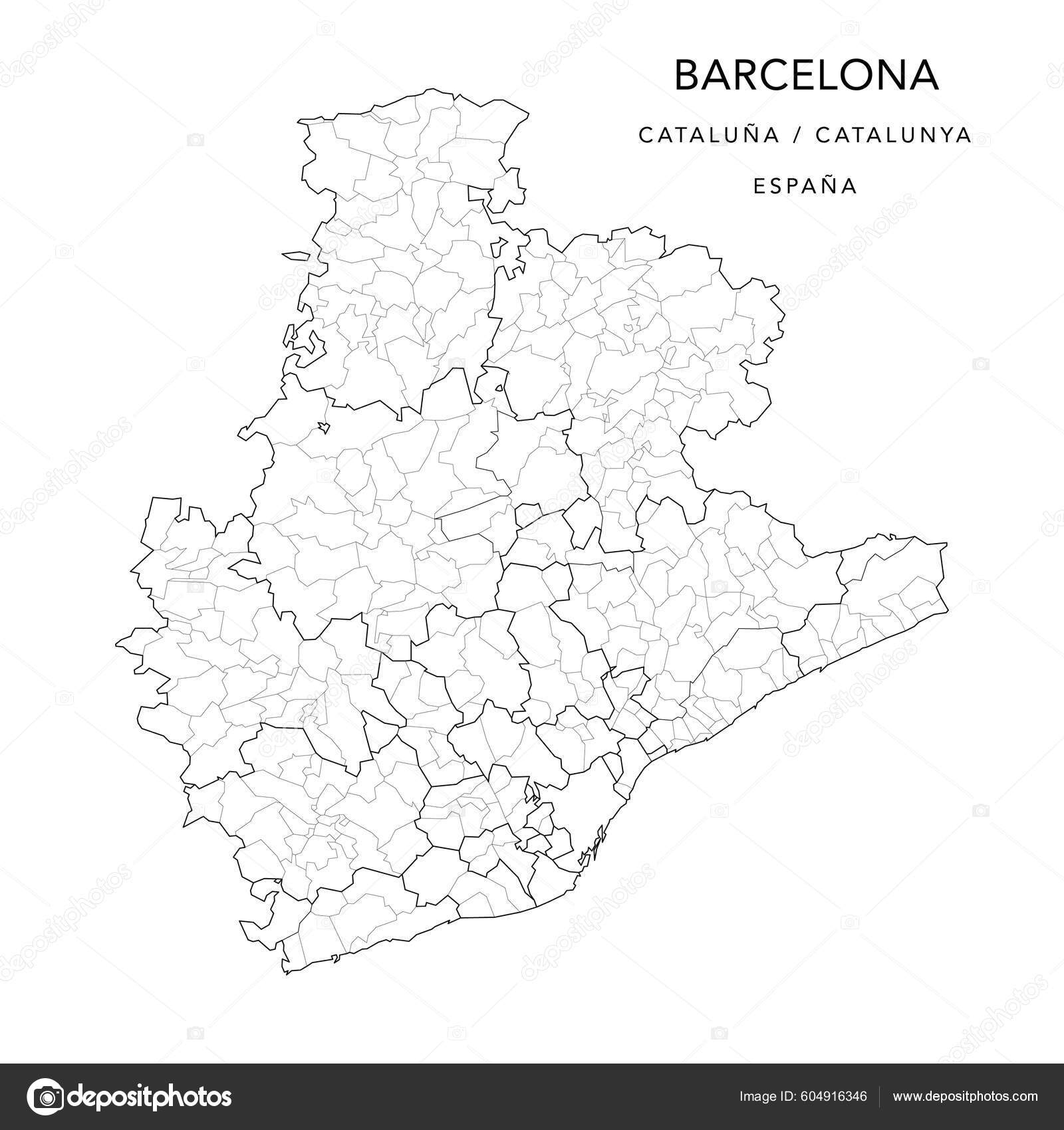 Administrative Map Province Barcelona Catalonia Jurisdictions Partidos ...