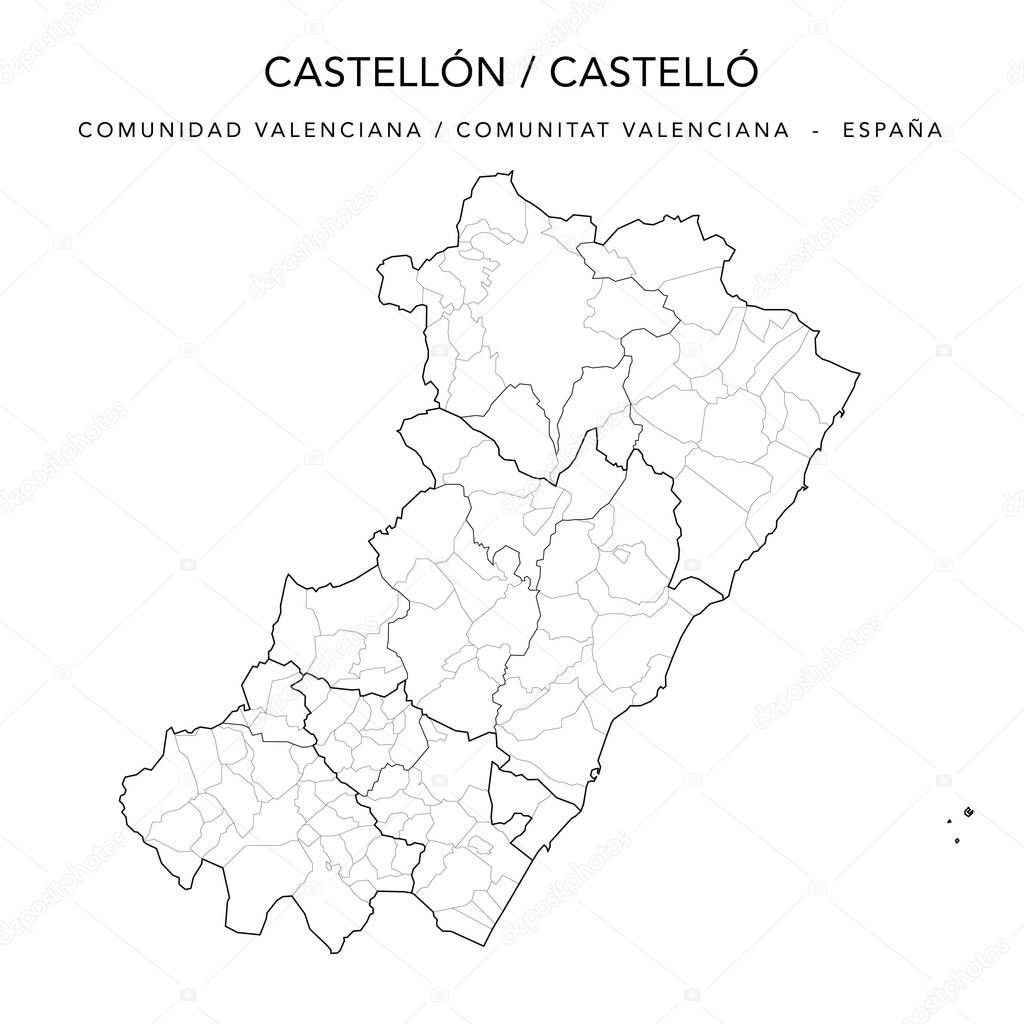 Administrative Map of the Province of Castellon (Valencian Community ...