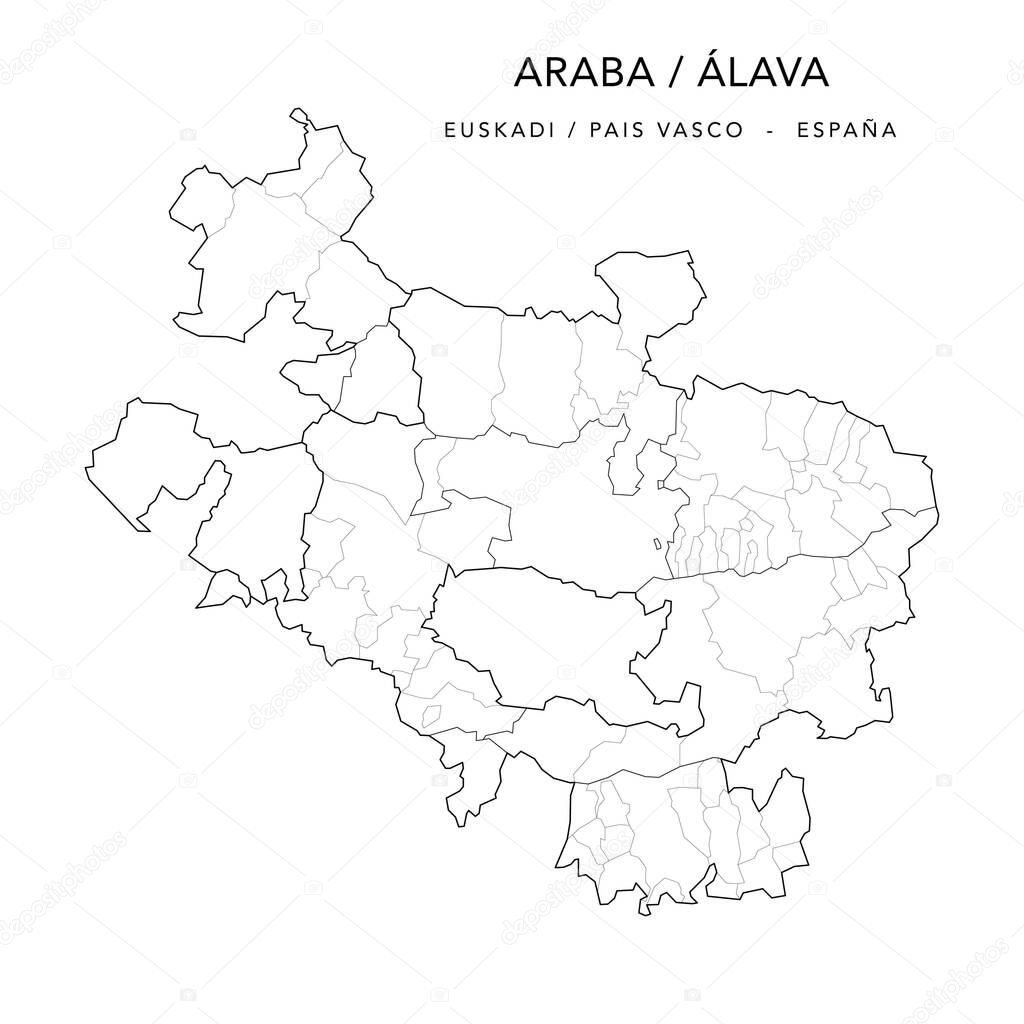 Mapa Administrativo de la Provincia de Álava o Araba (País Vasco) con ...