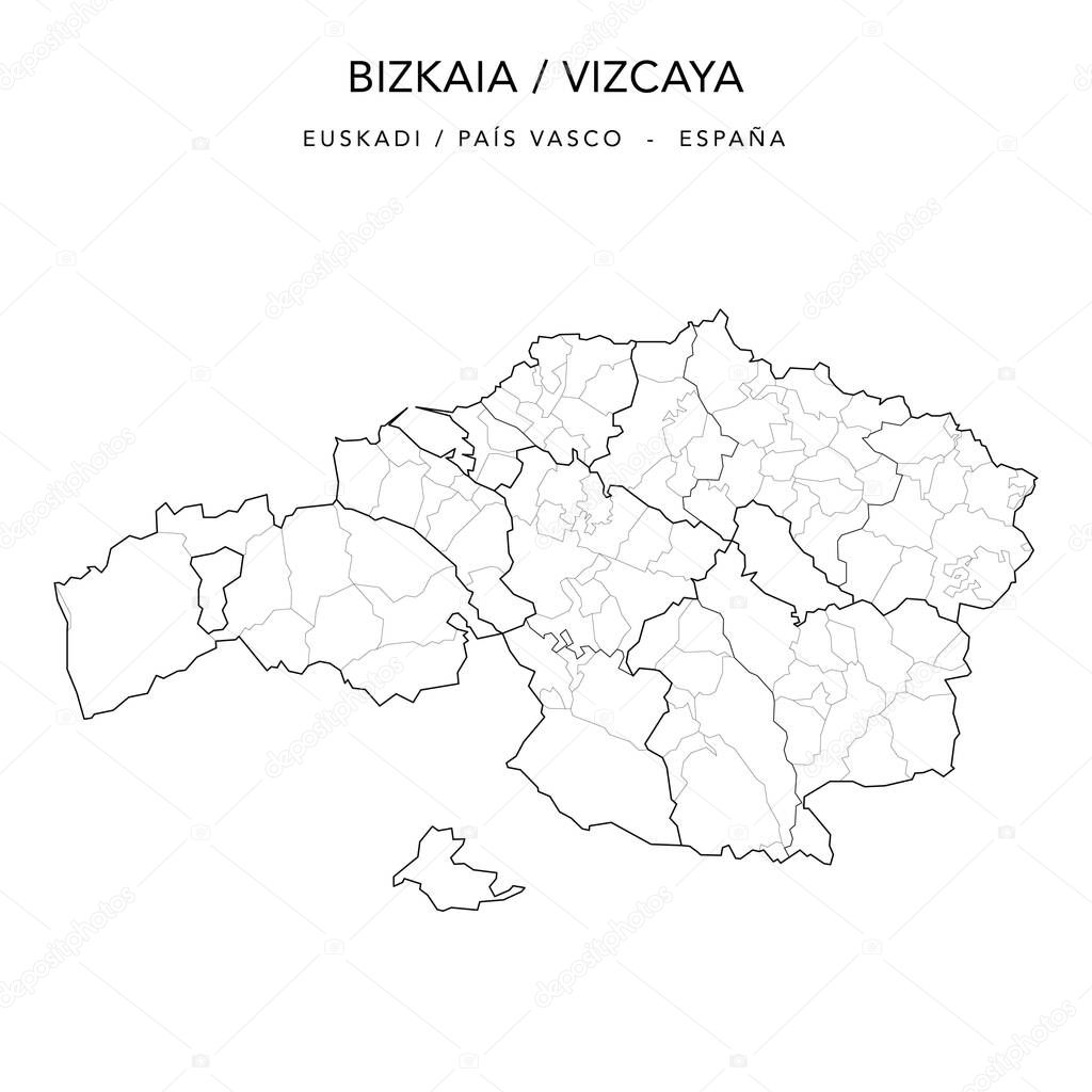 Mapa Administrativo de la Provincia de Vizcaya (País Vasco) con ...