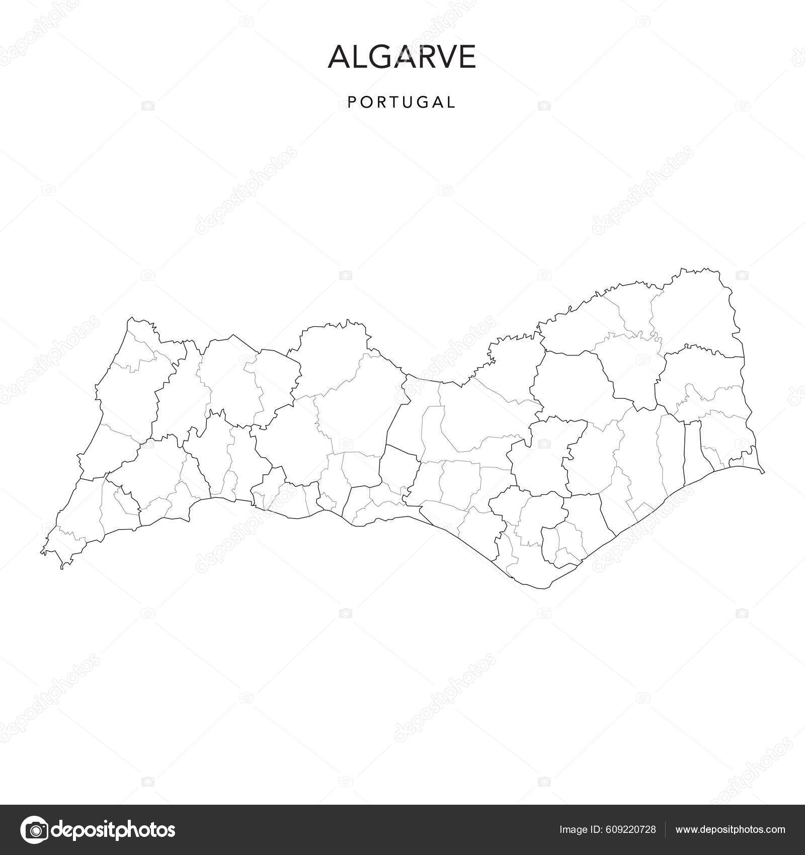 Administrative Map Algarve Region Municipalities Concelhos Civil ...