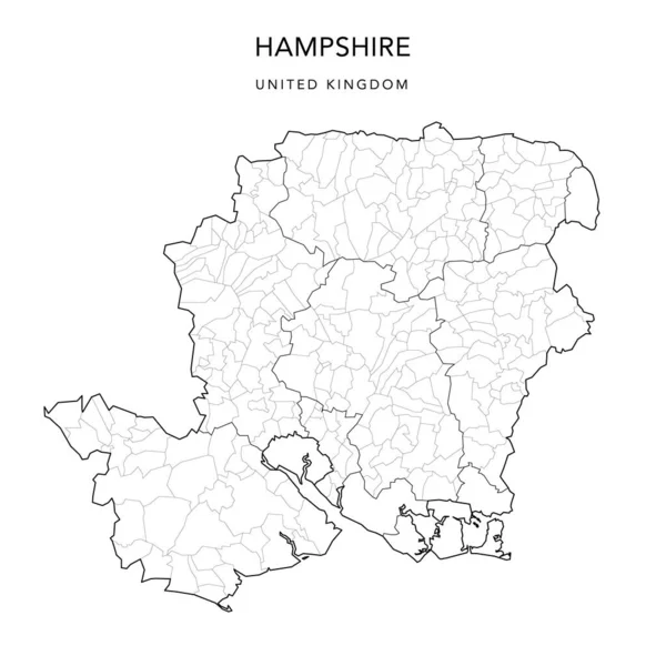 Mapa administrativo de Hampshire con el condado, distritos y parroquias ...