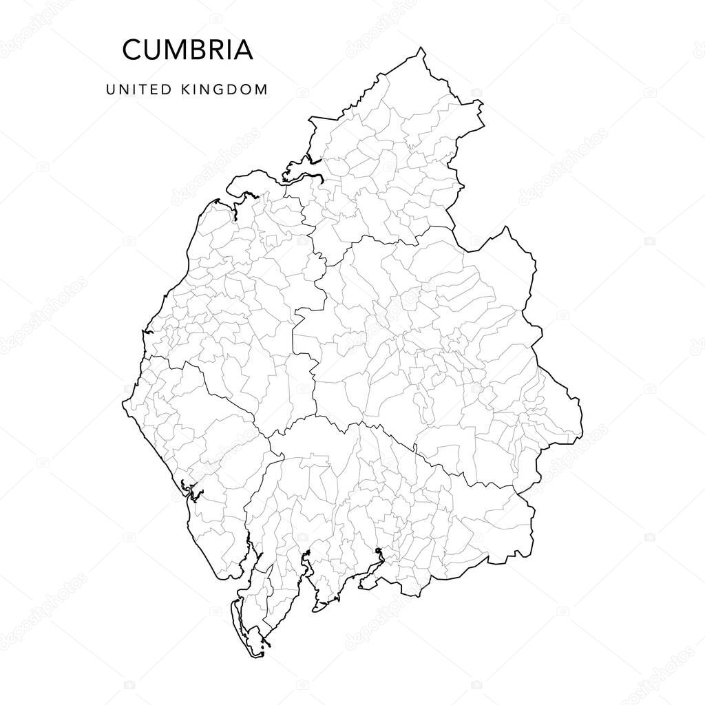 Mapa administrativo de Cumbria con el condado, los distritos y las ...