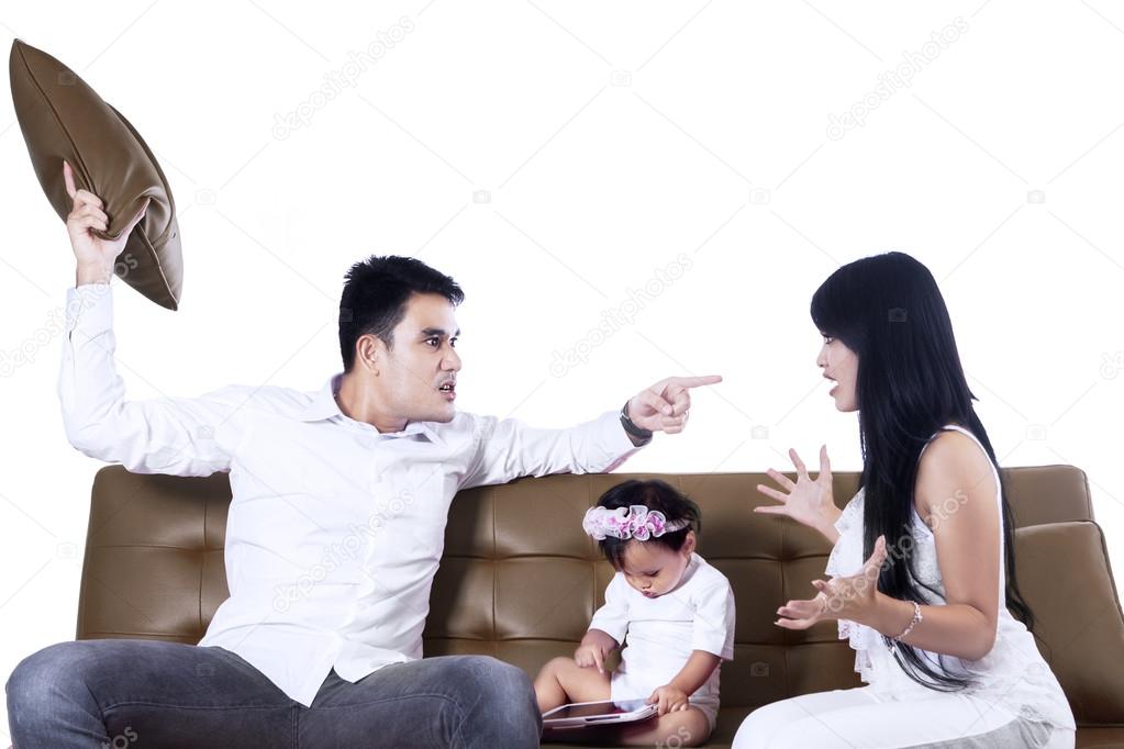 Parents arguing in front of child — Stock Photo © realinemedia #35510281