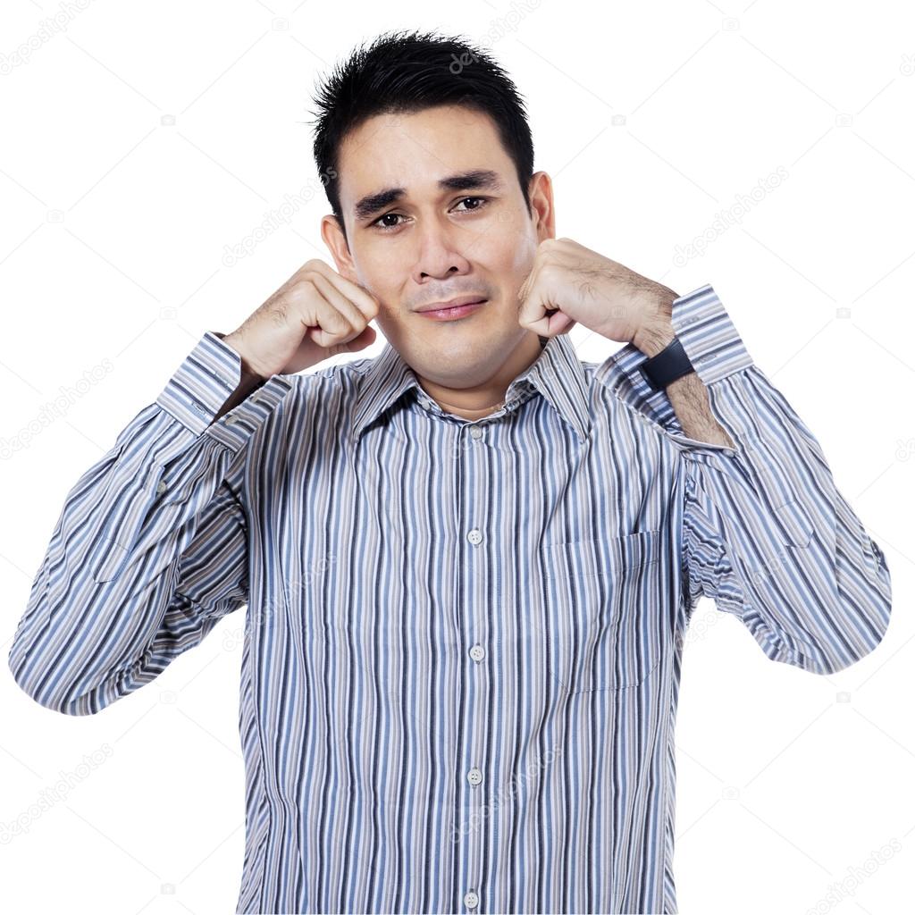 Man crying isolated on white Stock Photo by ©realinemedia 38711507