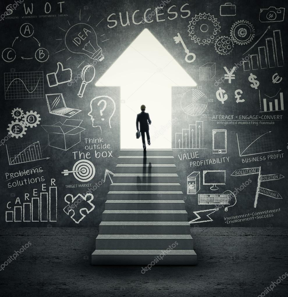 El hombre caminando hacia un futuro brillante 2024