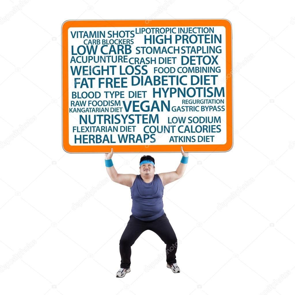 Fat man lifting a billboard Stock Photo by ©realinemedia 48000621
