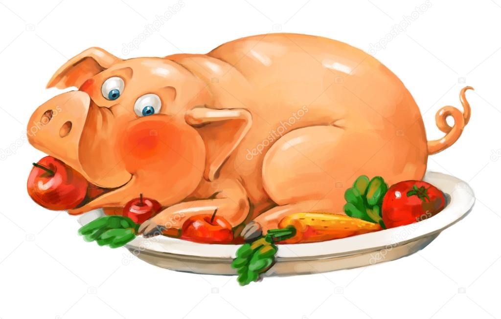 Cochon drôle repose sur une assiette image libre de droit par ...