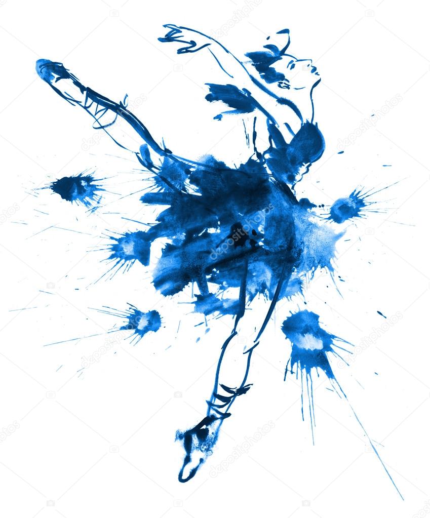 Blue ballerina, drawing gouache Stock Illustration by ©kharlamova_lv ...