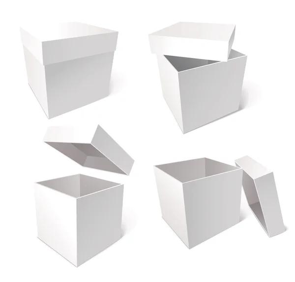 Collection of blank boxes on white background with reflection — Stock ...