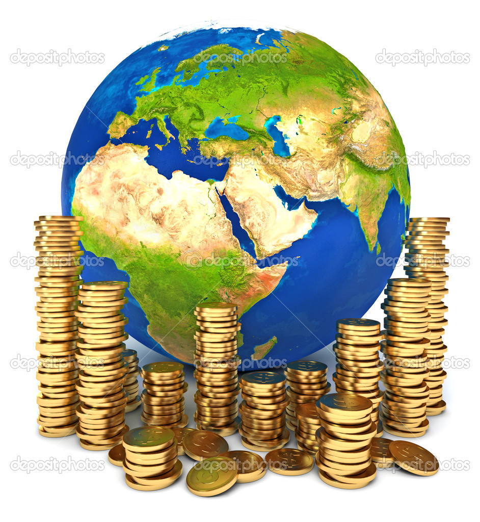 Planet Earth and a pile of gold coins Stock Photo by ©kharlamova_lv ...